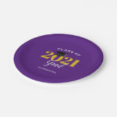 Class of 2021 Grad Simple Purple and Gold Paper Plates | Zazzle