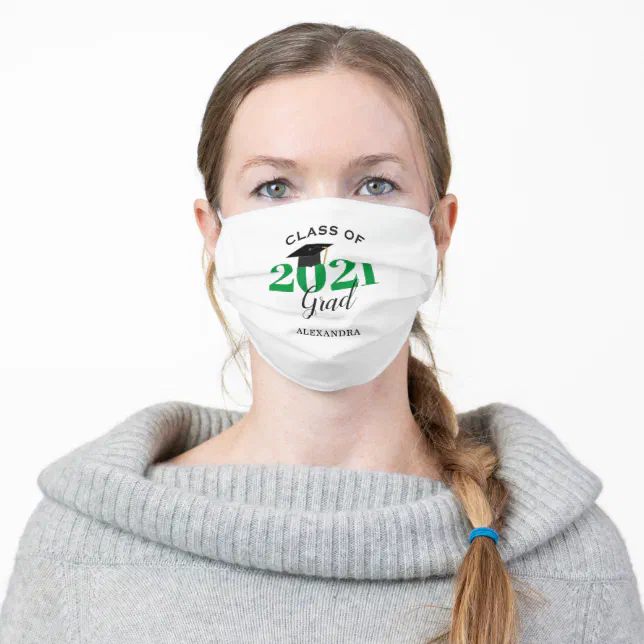 Class of 2021 Graduate Modern Green Adult Cloth Face Mask | Zazzle