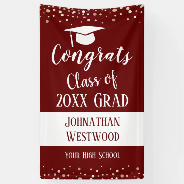Class of 2021 Graduation Simple Confetti Banner | Zazzle