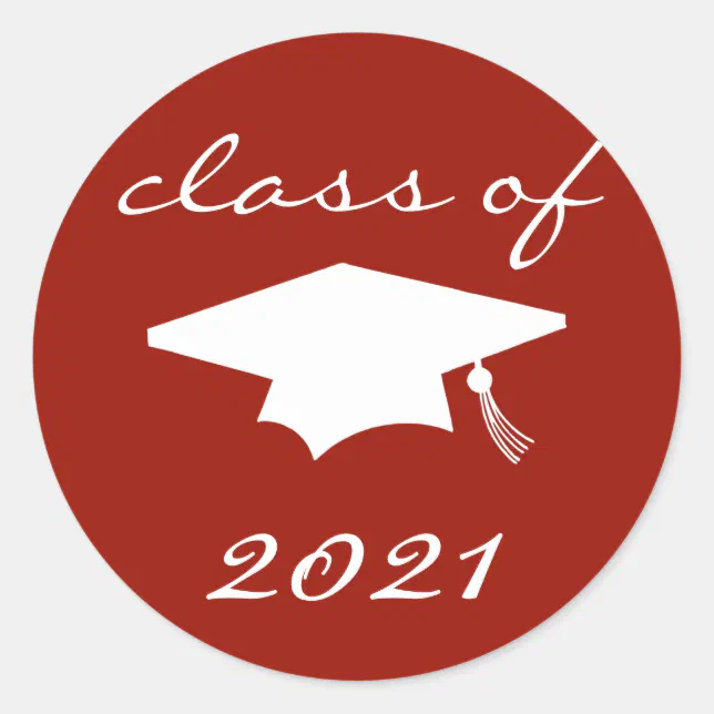 Class Of 2021 Label (Maroon Graduation Cap) | Zazzle