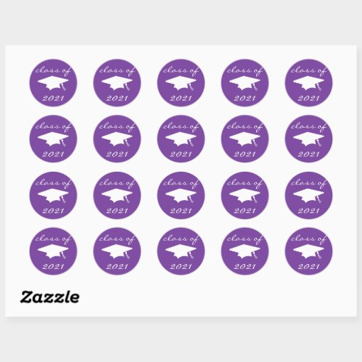 Class Of 2021 Label (Purple Graduation Cap) | Zazzle