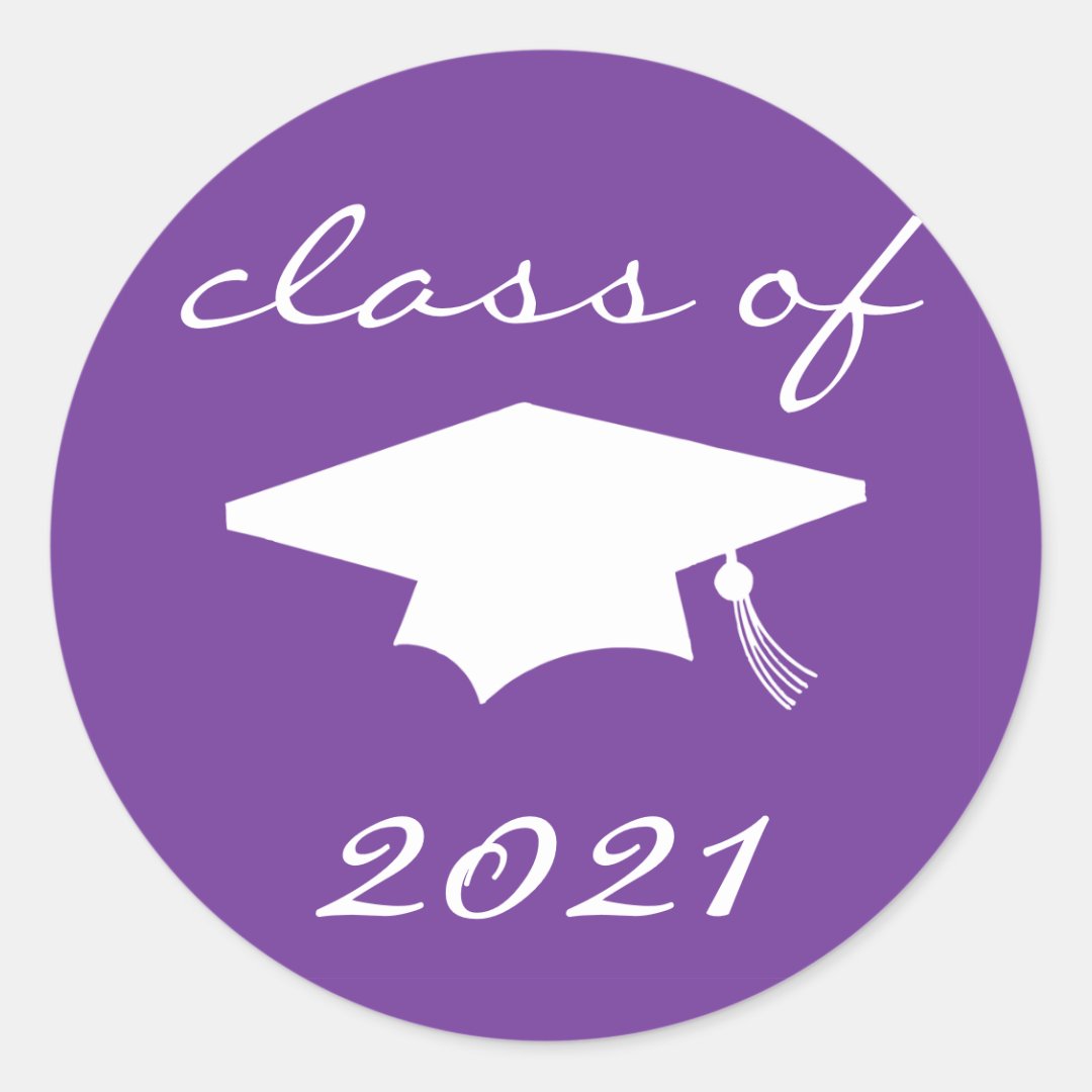 Class Of 2021 Label (Purple Graduation Cap) | Zazzle