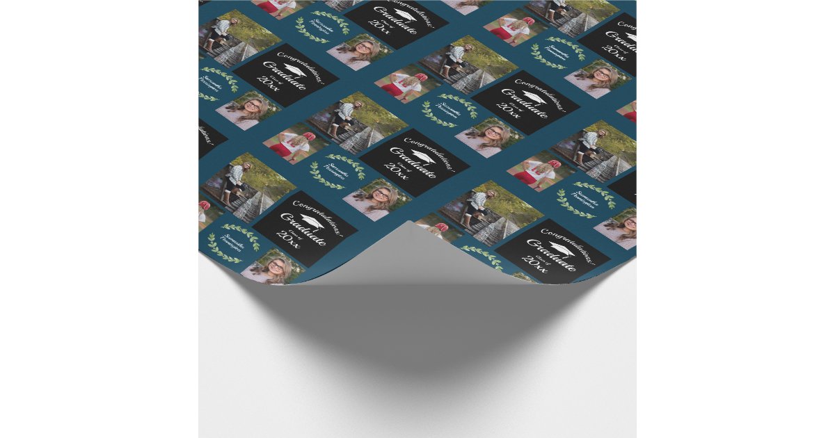 Class of 2021 Three Photo Graduation Party Wrapping Paper | Zazzle