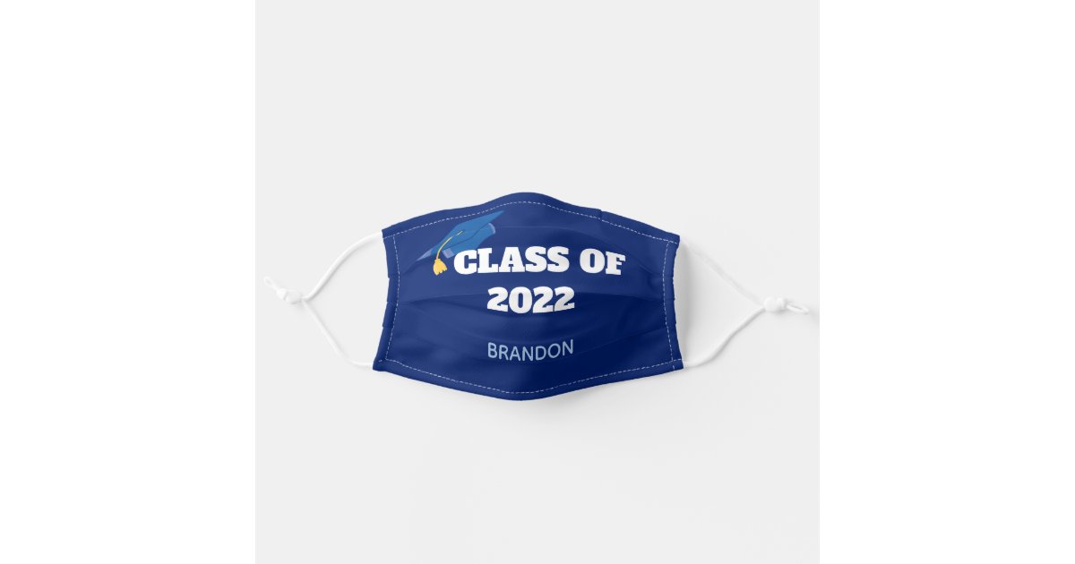 Class of 2022 Custom High School Senior Blue Adult Cloth Face Mask | Zazzle
