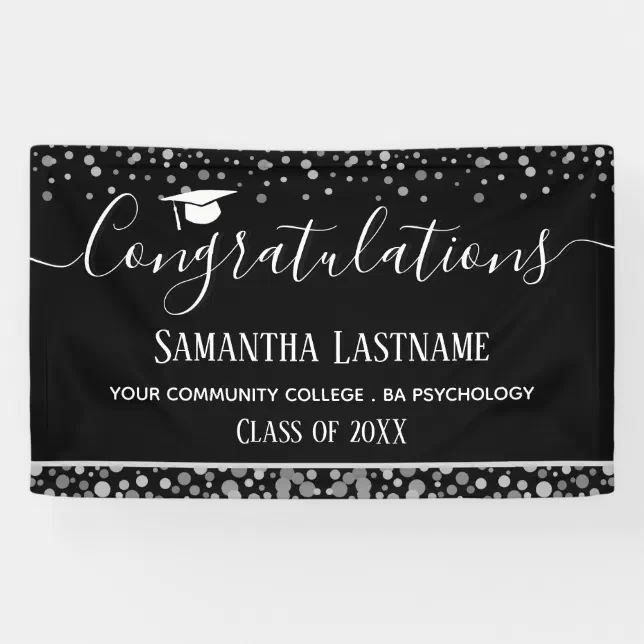 Class of 2022 Graduation Silver Confetti Banner | Zazzle