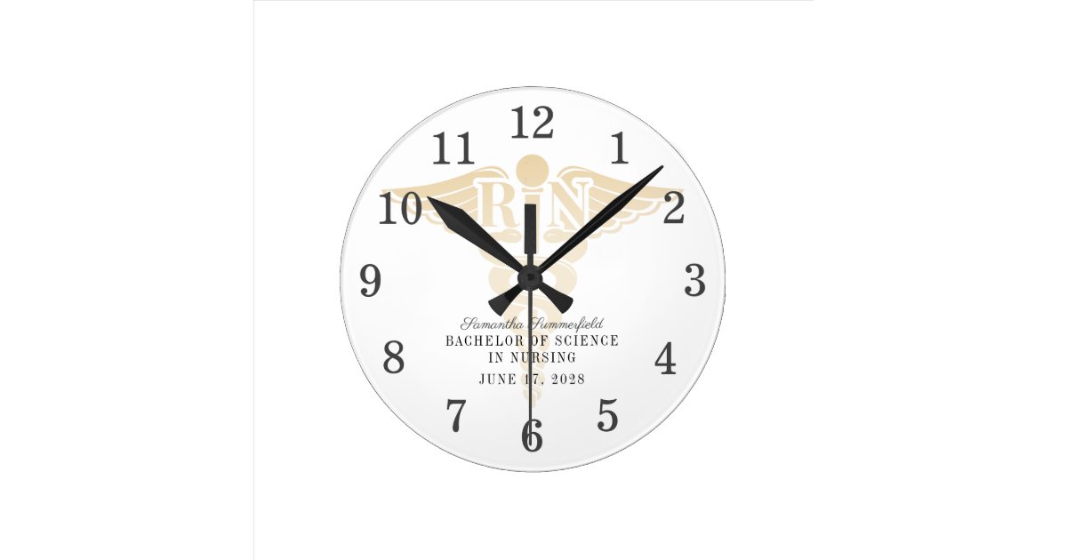 Class of 2022 Nurse RN Caduceus Custom Graduation Round Clock | Zazzle.com