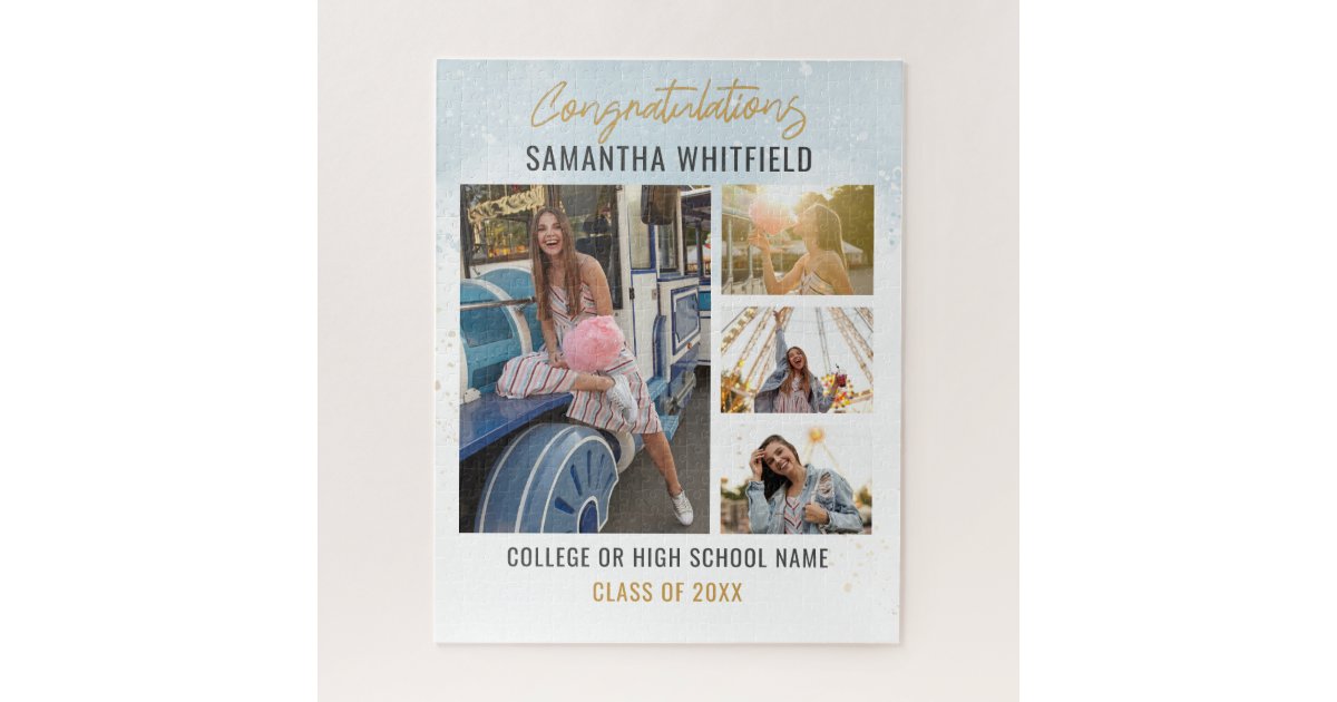 Class of 2022 Photo Collage Modern Graduation Jigsaw Puzzle | Zazzle