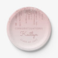 Class of 2022 Pink Glitter Drip Graduation Party Paper Plates | Zazzle