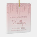 Class of 2022 Pink Glitter Drip Photo Graduation Ceramic Ornament | Zazzle
