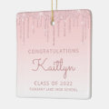 Class of 2022 Pink Glitter Drip Photo Graduation Ceramic Ornament | Zazzle