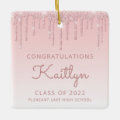 Class of 2022 Pink Glitter Drip Photo Graduation Ceramic Ornament | Zazzle