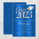 Class of 2023 Blue and Silver Graduation Cap Invitation | Zazzle