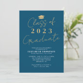 Class of 2023 Blue Gold Graduate Graduation Party Invitation | Zazzle