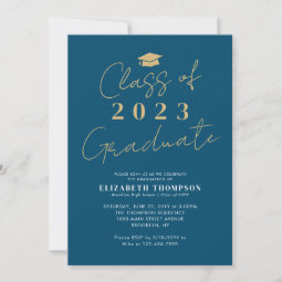 Class of 2023 Blue Gold Graduate Graduation Party Invitation | Zazzle