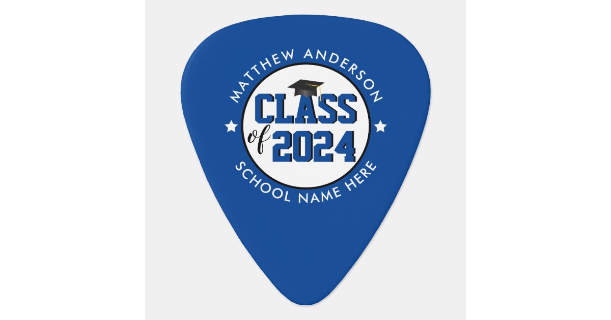 Class of 2023 Elegant Blue Graduate Graduation Guitar Pick | Zazzle