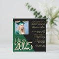 Class of 2023 Gold Grad Green with Photo Invitation | Zazzle