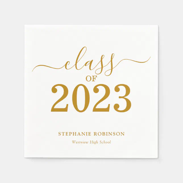 Class of 2023 Gold Script Graduation Napkins | Zazzle