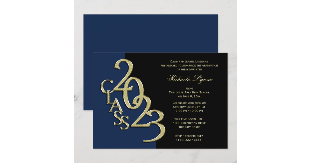 Class of 2023 Grad Gold with Color Option Invitation | Zazzle