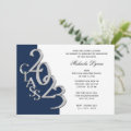 Class of 2023 Grad Silver and Navy Blue Invitation | Zazzle