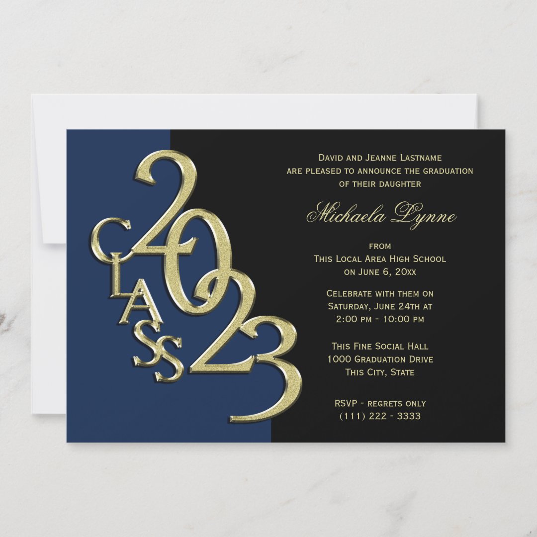 Class of 2023 Graduation Blue and Gold Invitation | Zazzle
