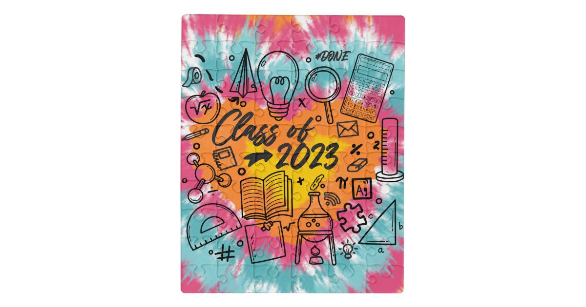 Class of 2023 Graduation Science Math Grad Tie Dye Jigsaw Puzzle | Zazzle