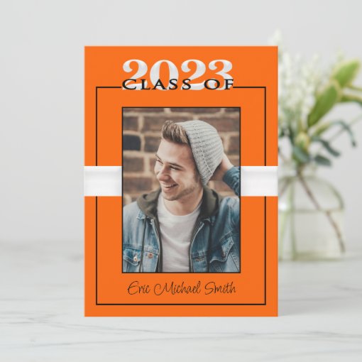 Class of 2023 Orange & Black Graduation Party Invitation | Zazzle