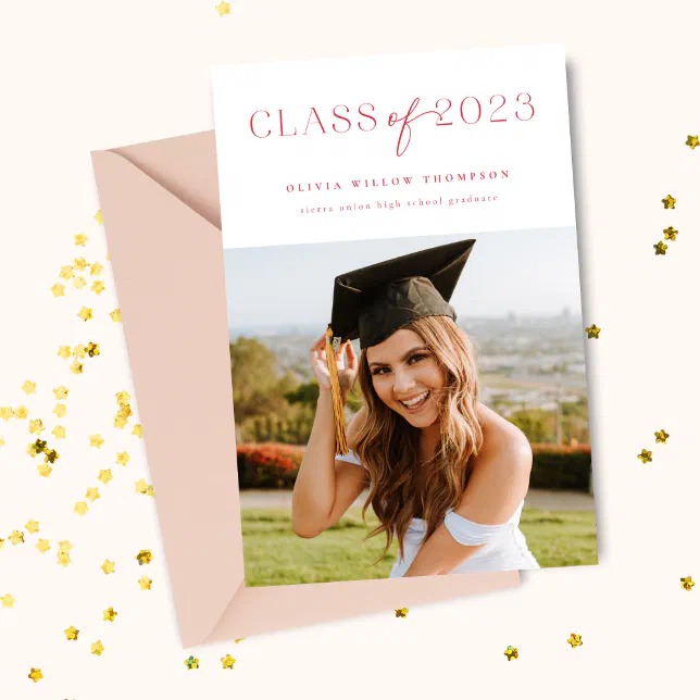 Class of 2023 Photo Graduation Invitation Red | Zazzle
