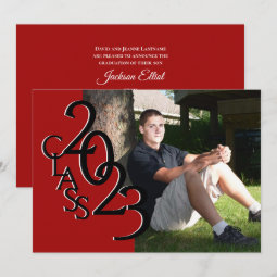 Class of 2023 Photo Graduation Red and Black Invitation | Zazzle