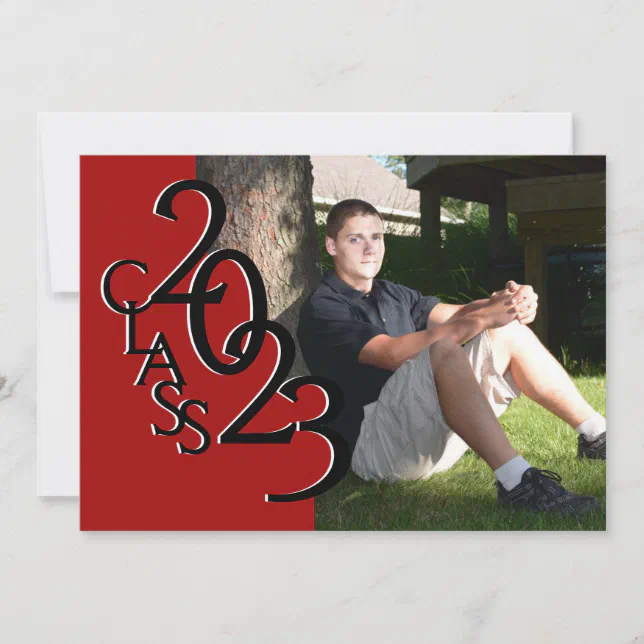 Class of 2023 Photo Graduation Red and Black Invitation | Zazzle
