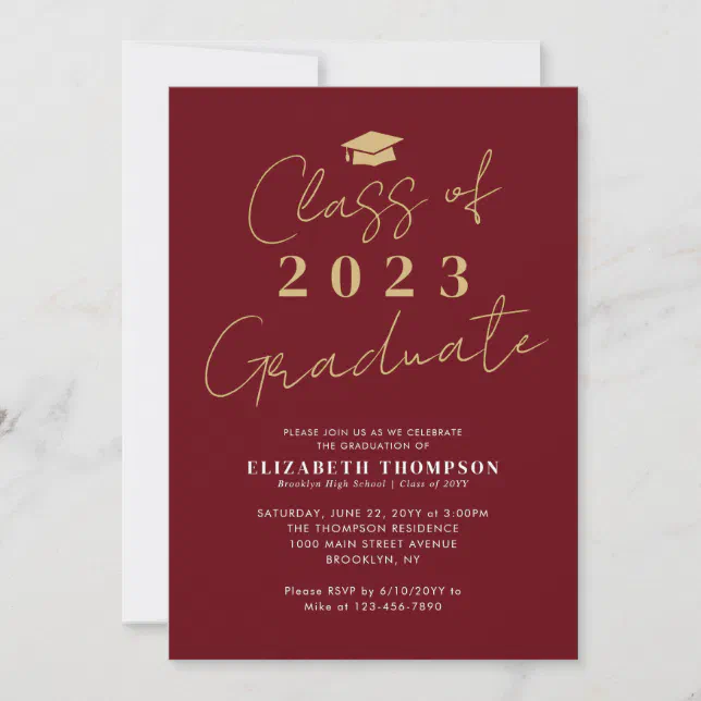 Class of 2023 Red Gold Graduate Graduation Party Invitation | Zazzle