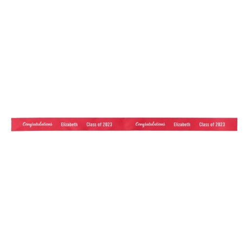 Class of 2023 Red White Congratulations Graduation Satin Ribbon | Zazzle