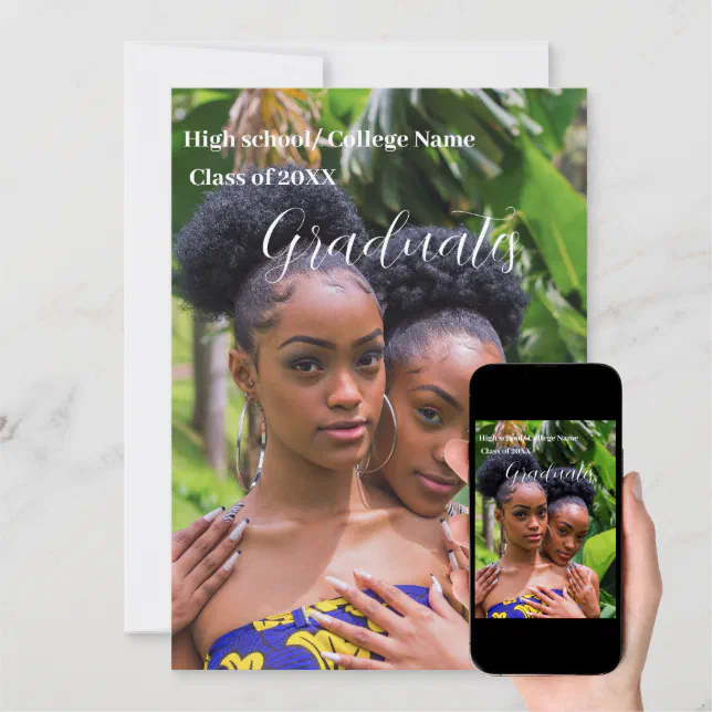 Class of 2023 white script Double graduation Announcement | Zazzle Class of 2023 white script Double graduation Announcement | Zazzle