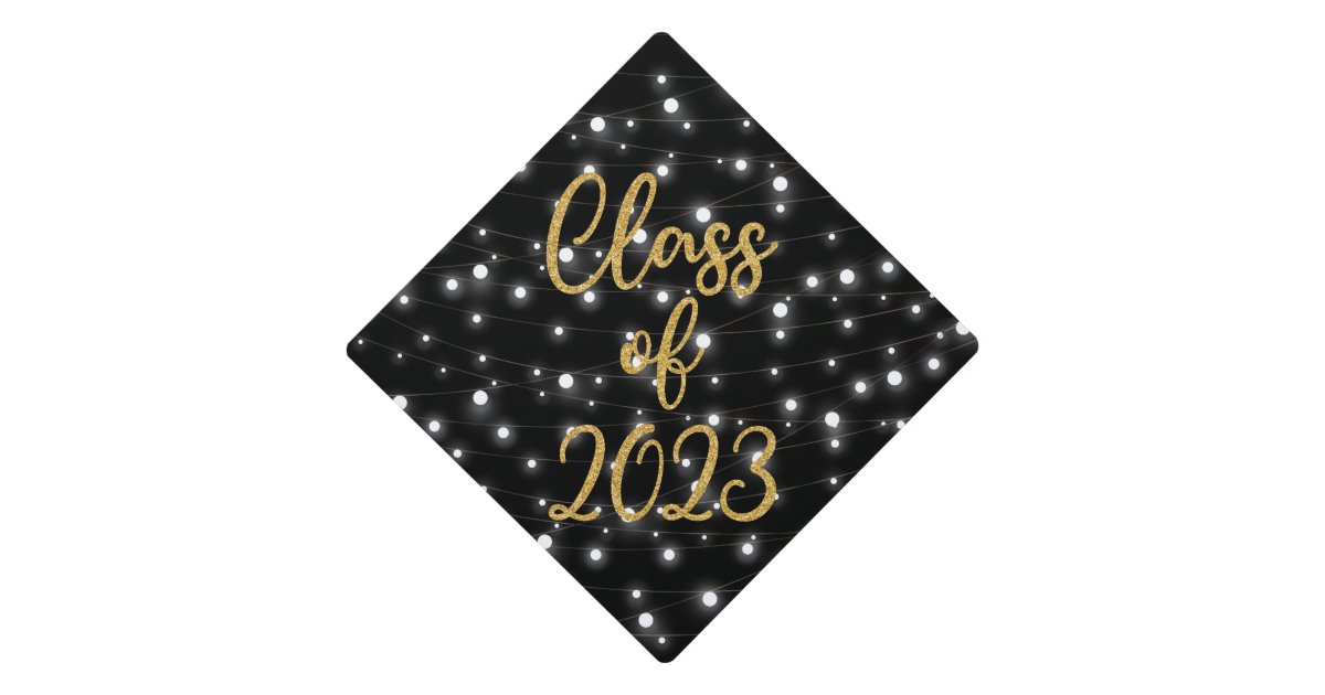 Class of 2023 with faux string lights graduation cap topper | Zazzle