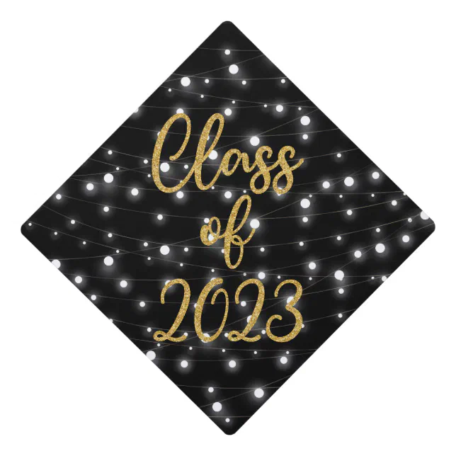 Class of 2023 with faux string lights graduation cap topper | Zazzle