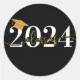 Class of 2024 Black & Gold Classic Round Sticker | Zazzle