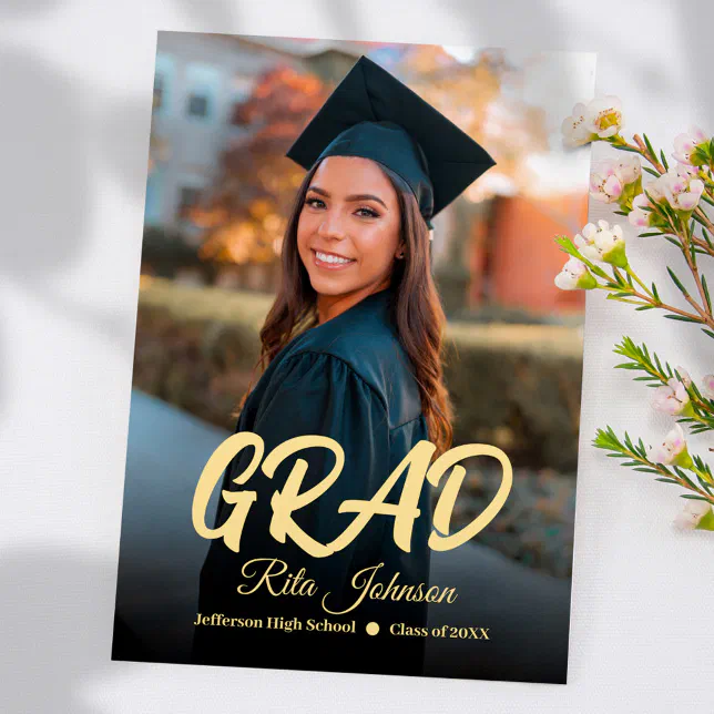 Class Of 2024 Black Gold High School Graduation Invitation | Zazzle