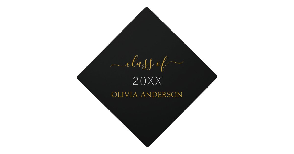 Class of 2024 Black Gold Simple Graduate Graduation Cap Topper | Zazzle