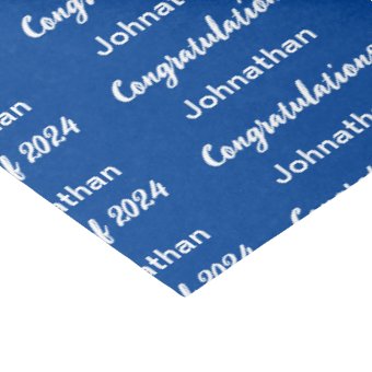 Class of 2024 Blue White Congratulations Grad Name Tissue Paper | Zazzle