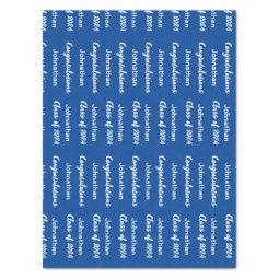 Class of 2024 Blue White Congratulations Grad Name Tissue Paper | Zazzle