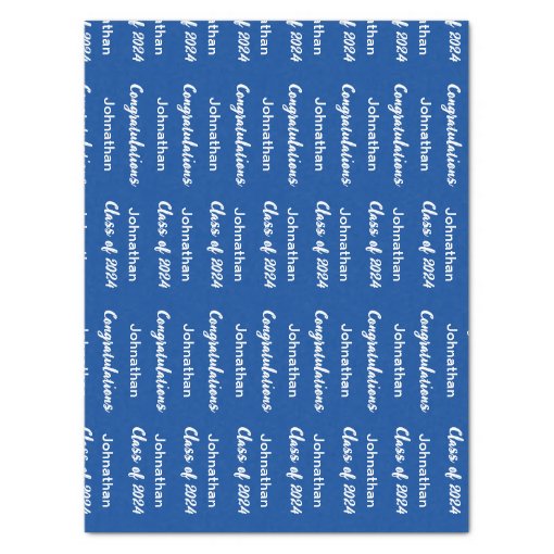 Class of 2024 Blue White Congratulations Grad Name Tissue Paper | Zazzle