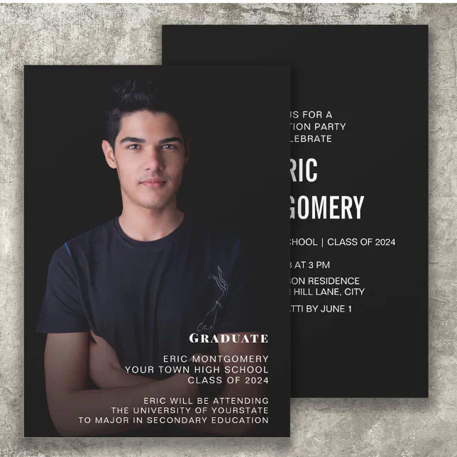 Class of 2024 Boy's Graduation Party Photo Invitation | Zazzle