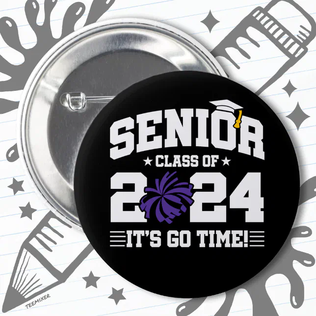 Class of 2024 Cheerleader Squad Cheer Senior 2024 Button | Zazzle