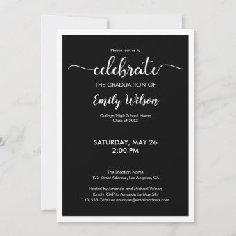 Class Of 2024 Chic Black White Graduation Party Invitation | Zazzle