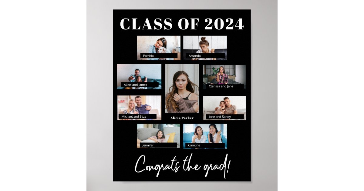 Class of 2024 custom 8 photo collage graduation poster | Zazzle