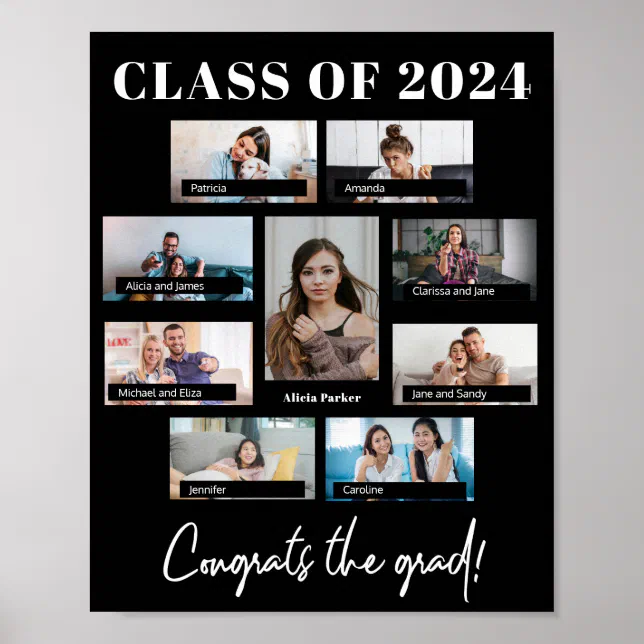 Class of 2024 custom 8 photo collage graduation poster | Zazzle