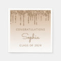 Class of 2024 Gold Glitter Drip Graduation Napkins | Zazzle