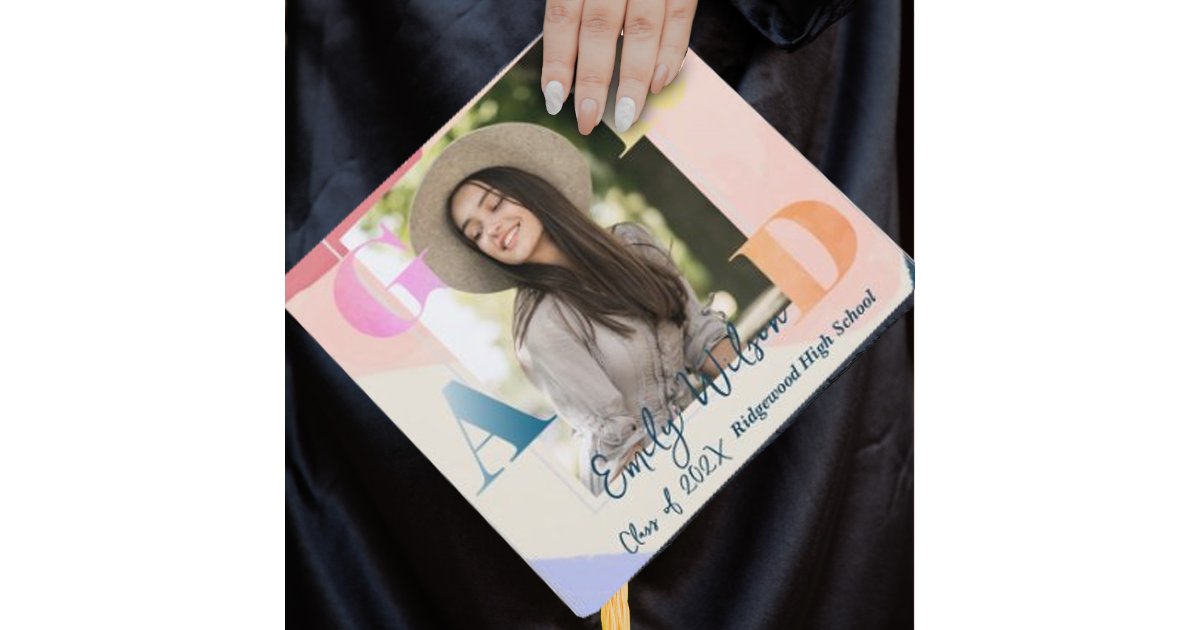 Class Of 2024 Grad Abstract Pink Photo Graduation Graduation Cap Topper ...
