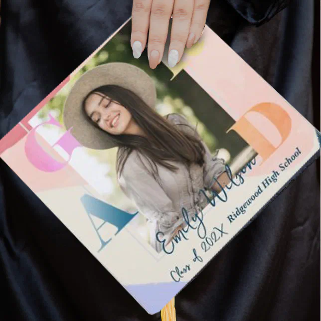 Class Of 2024 Grad Abstract Pink Photo Graduation Graduation Cap Topper ...