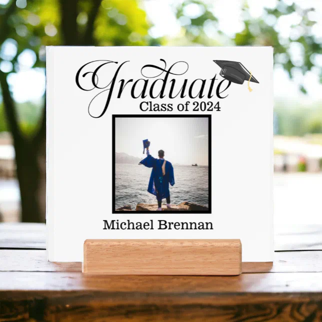 Class of 2024 Graduate Script Custom Picture Ledge Holder | Zazzle