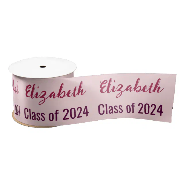 Class of 2024 Graduate's Name Pale Pink Satin Ribbon | Zazzle